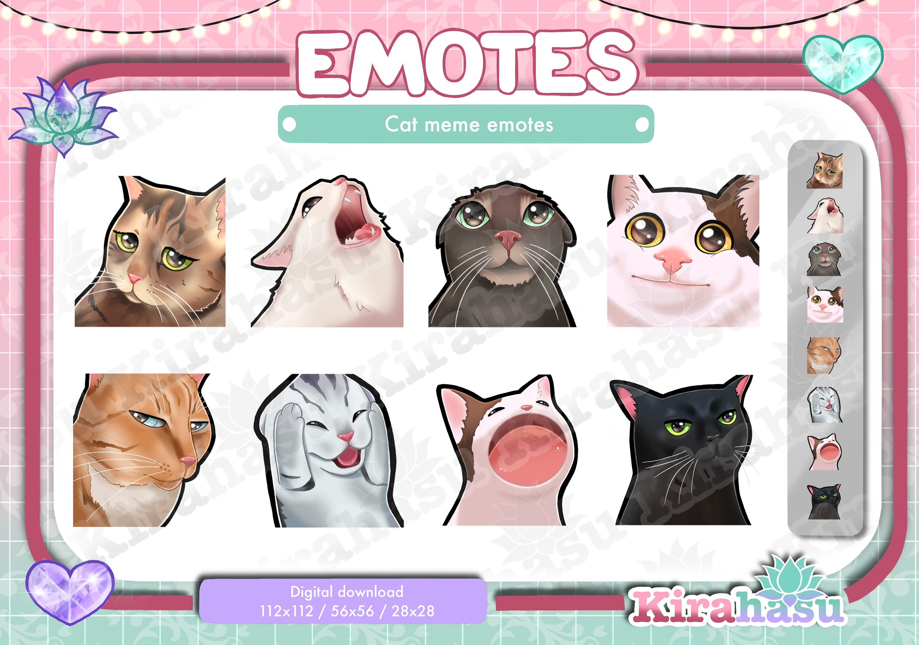 CAT MEME EMOTES | Discord | Twitch | Pack of Cute Cat Emoticons Famous ...