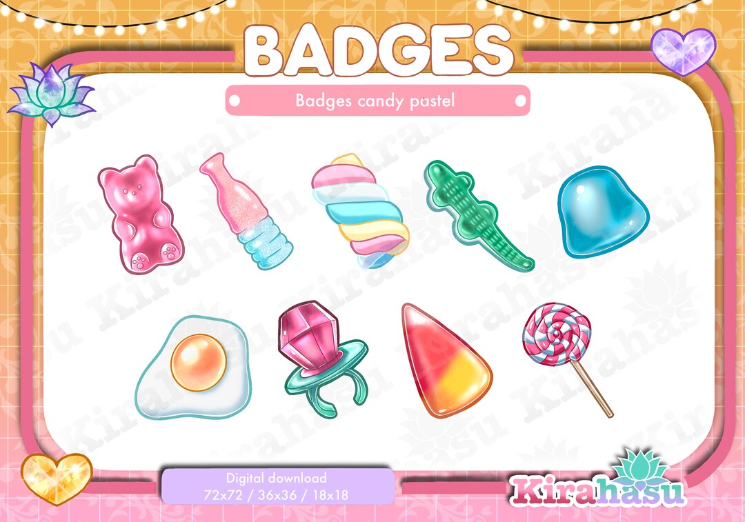 CANDY PASTEL BADGES | Discord | Twitch | Pack of Pastel Candy Badges - Etsy