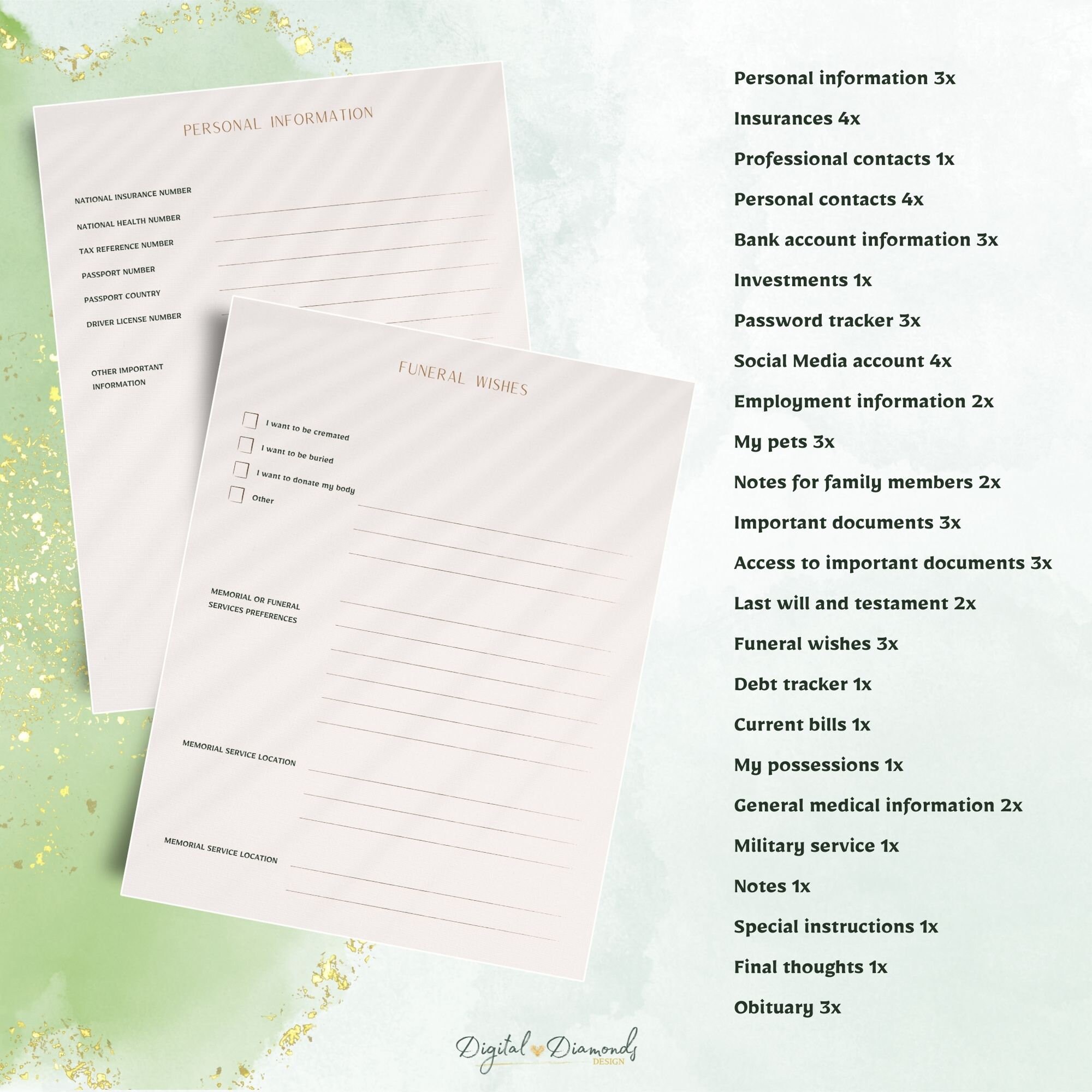 End of Life Planner Template | Printable Emergency Binder | Just in ...