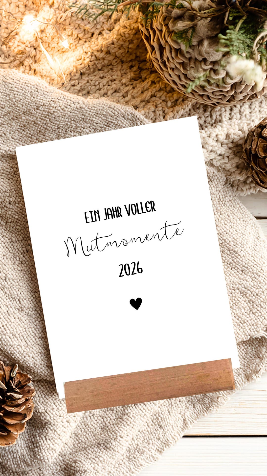 Postcard Calendar 2026 With Wooden Stand | Desk Calendar With Sayings ...