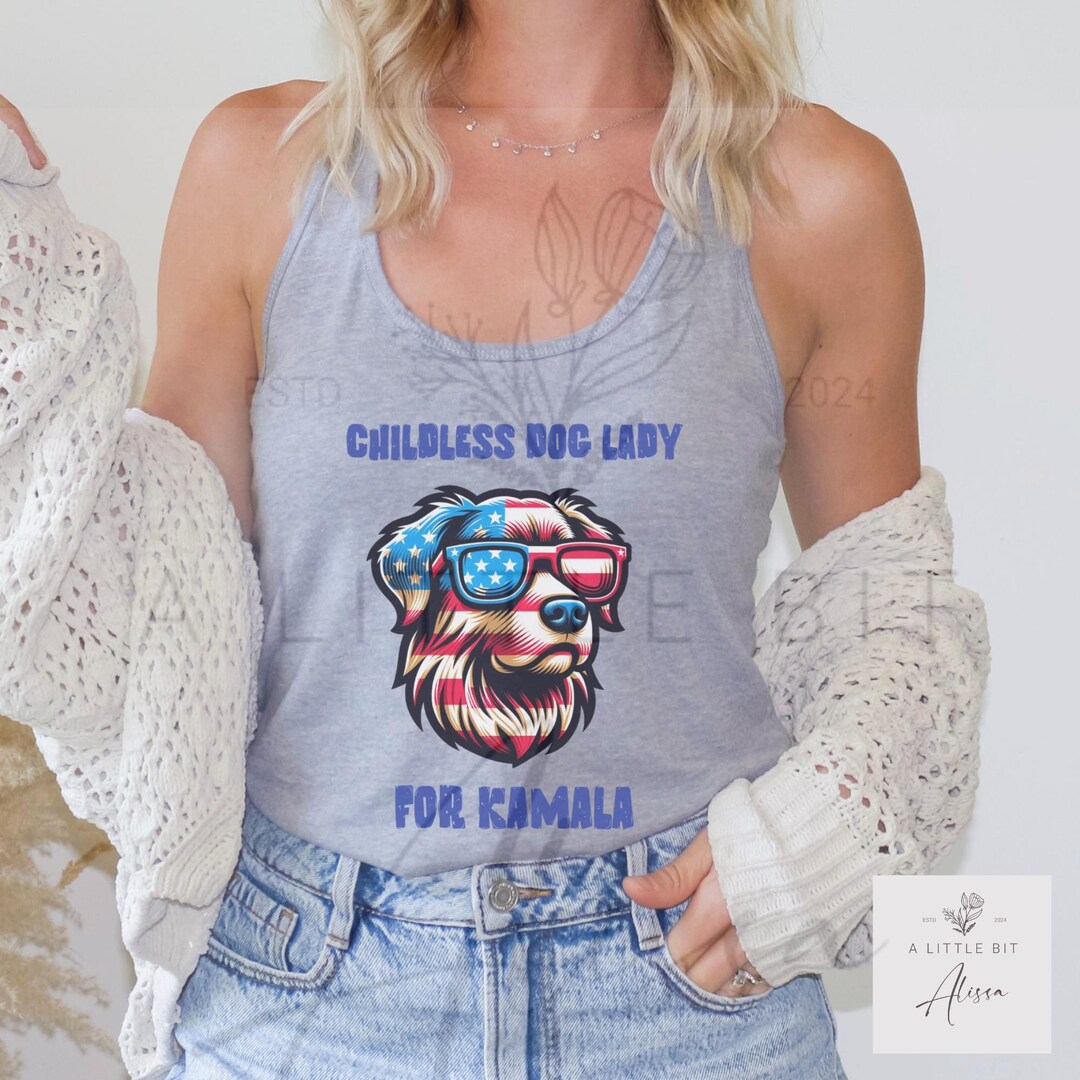 Childless Dog Lady for Kamala Tank, Dog Mom, Vote Blue, Kamala Harris ...