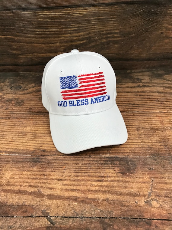 White God Bless America Embroidered Hat | Etsy