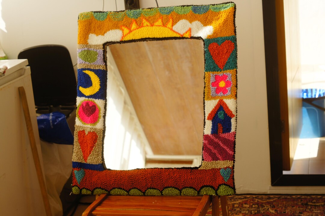 Rainbow Punch Mirror, Handmade Tufted Mirror, Custom Mirror Design ...