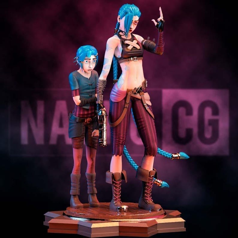 Jinx and Powder Figure Statue 3D Printed Great Gift for Collectors Handmade Gift Resin Figure ...