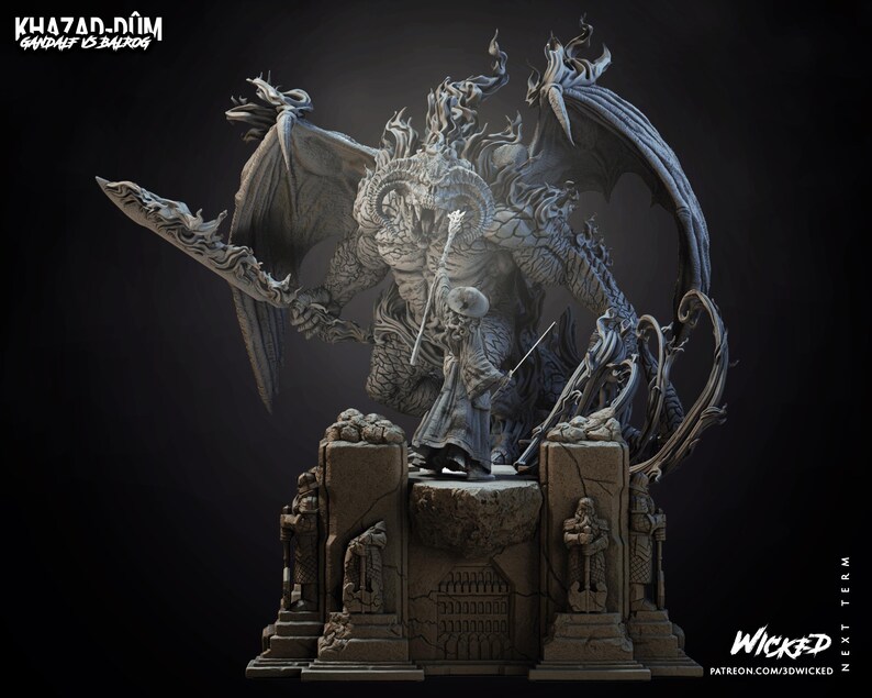 Balrog VS Gandalf Figure Statue 3D Printed Great Gift for Collectors ...
