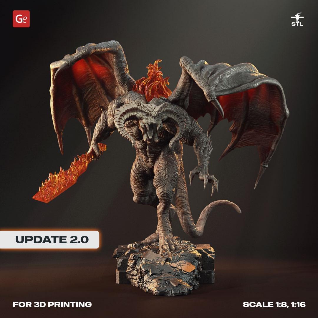 Balrog Figure Statue 3D Printed Great Gift for Collectors Handmade Gift ...