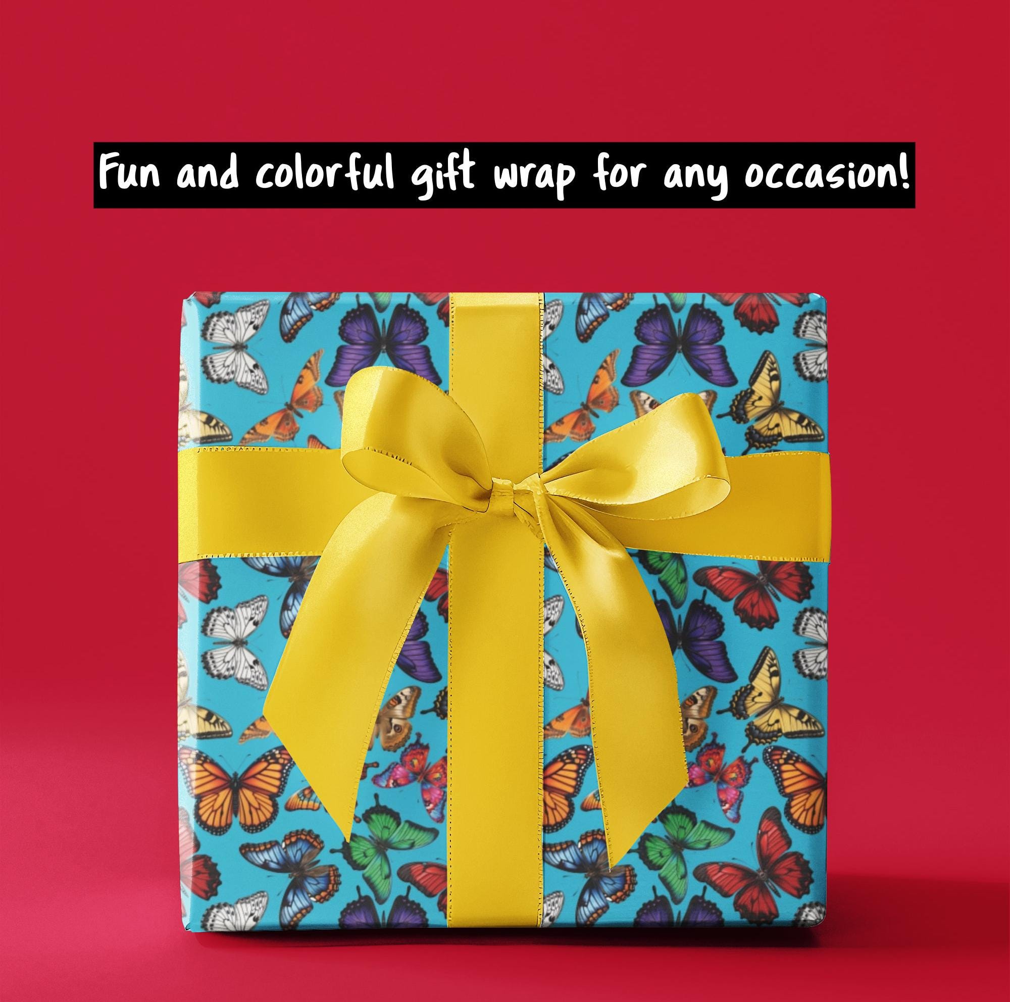 Butterfly Collage Gift Wrap Paper Beautiful Design of Various Colorful ...