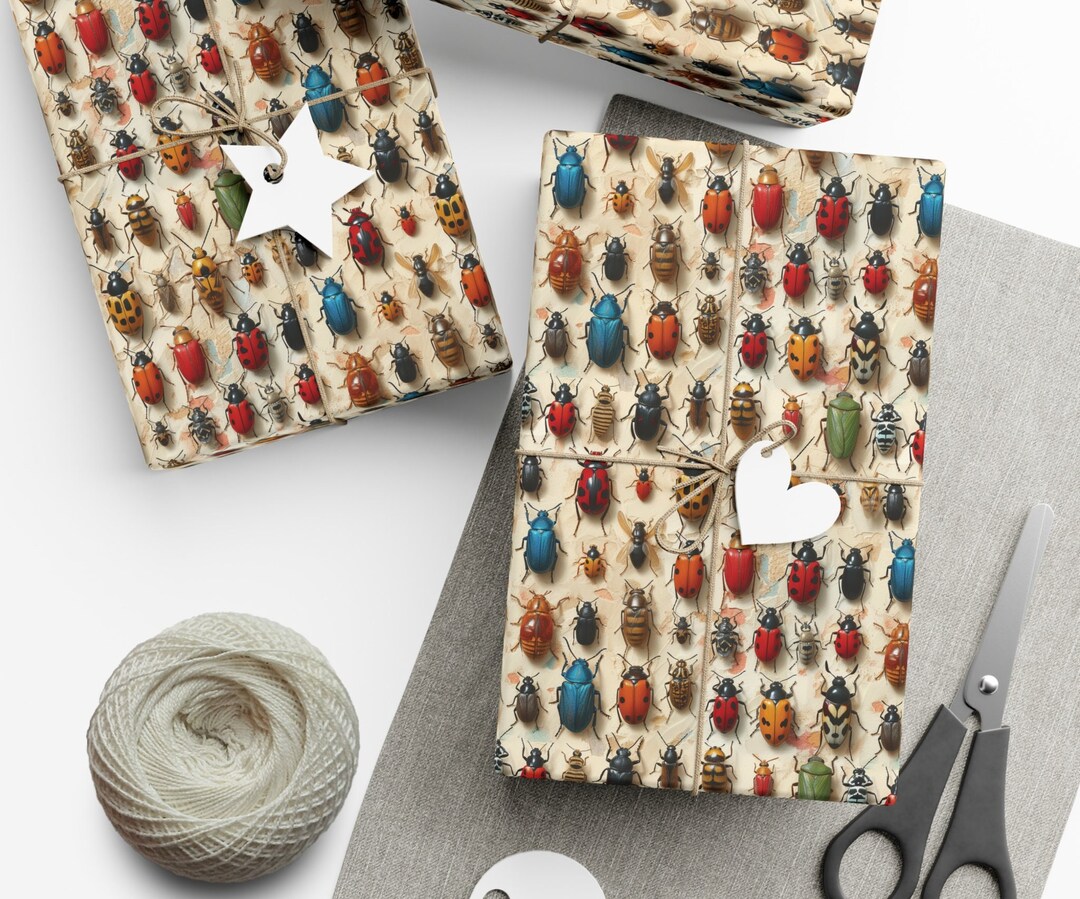 Bug Gift Wrap Paper, Fun Insect Novelty Wrapping Paper, Unique Wrapping ...