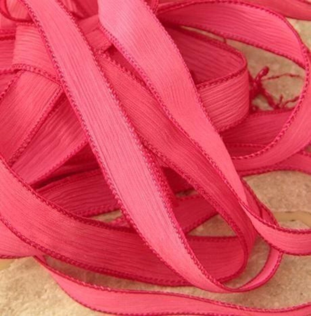 Watermelon Pink Silk Ribbons Are a Lovely Soft Crinkle Silk Fabric 5 ...