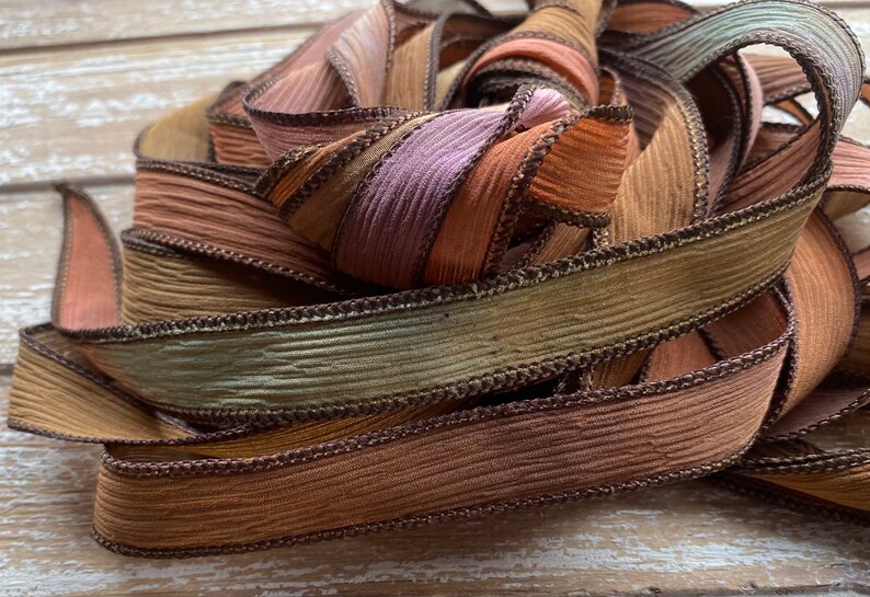 RUSTLING LEAVES Silk Ribbons Hand Dyed Strings 5 Brown Rust - Etsy
