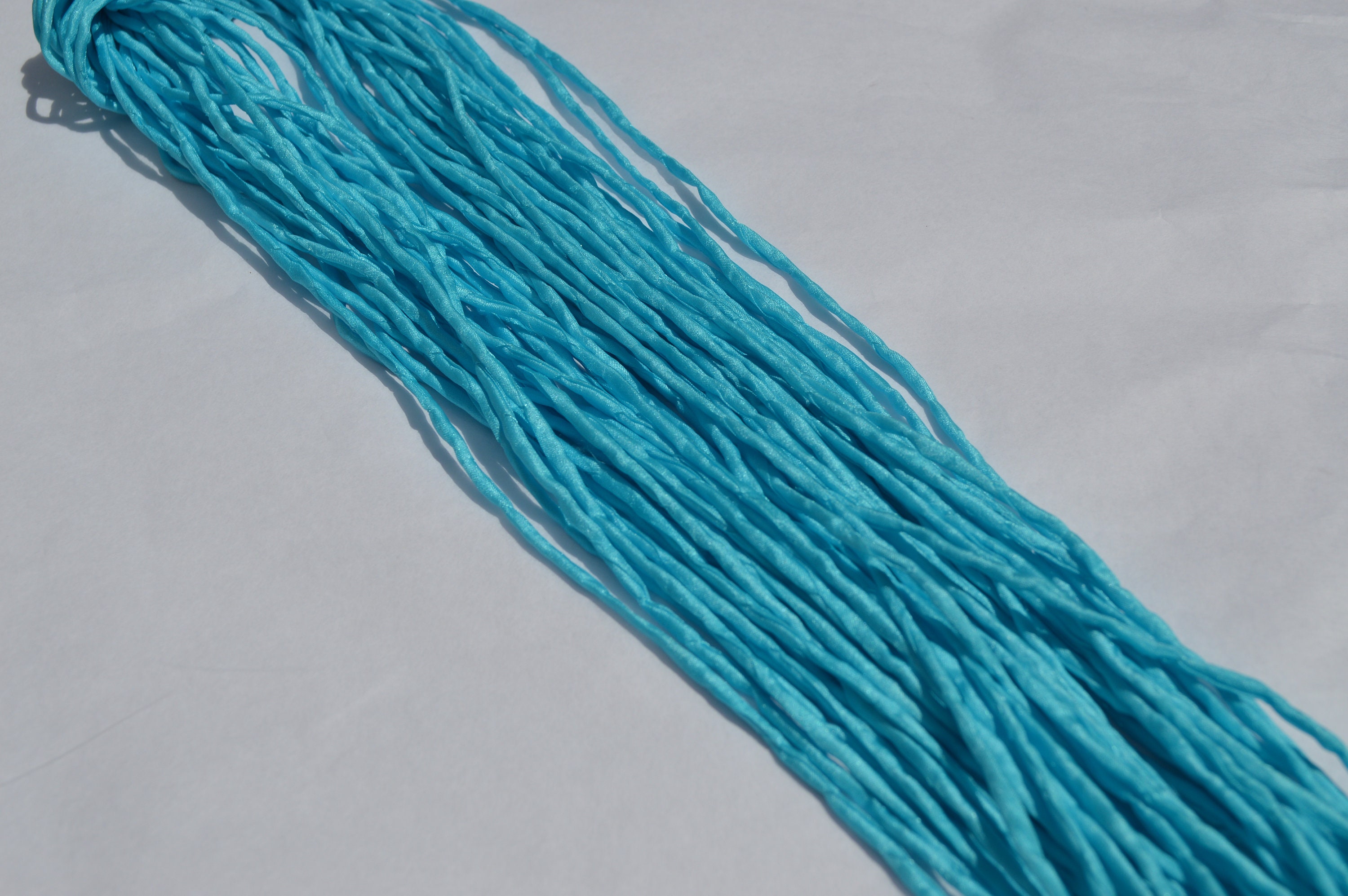 TURQUOISE Silk Cords Hand Dyed Hand Sewn Strings Turquoise | Etsy