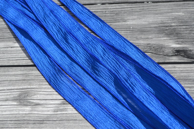 SAPPHIRE BLUE Silk Ribbons Qty 5 to 50 Bulk Silk Strings | Etsy
