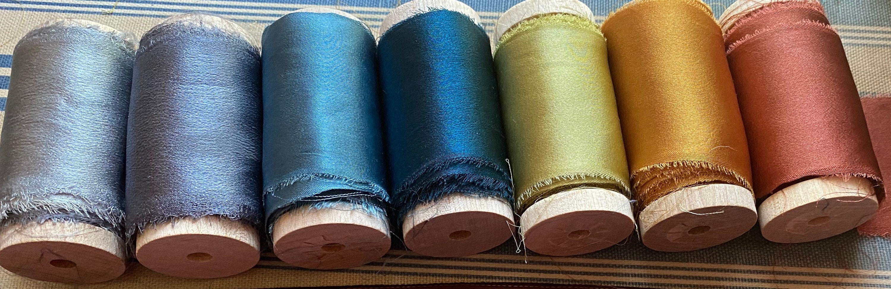 Pear Mango or Copper Penny Silk RIbbon Ripped Ribbons Hand | Etsy