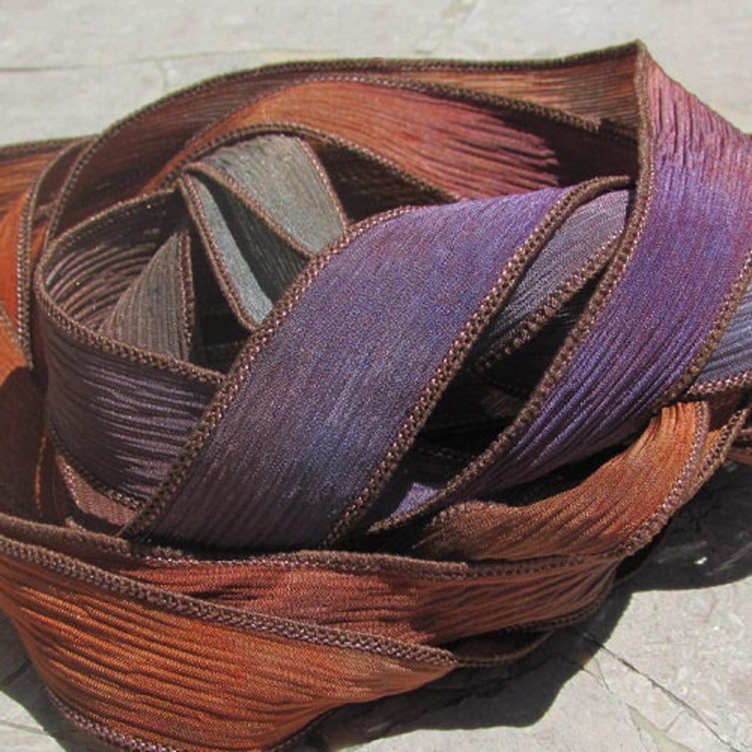 Late Harvest Silk Ribbon Qty 5, Hand Dyed Crinkle Silk Ribbon, Silk ...