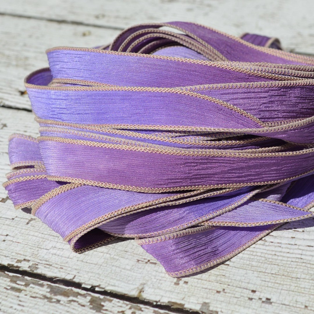 Lavender Fields Hand Dyed Silk Ribbons Qty 5 Crinkle Silk - Etsy