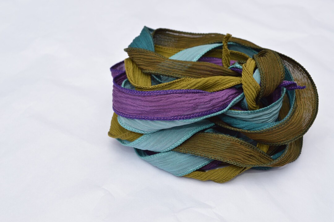 Olive Branch Silk Ribbon Assortment Qty 5 Ribbons Jewel Tones, Hand ...