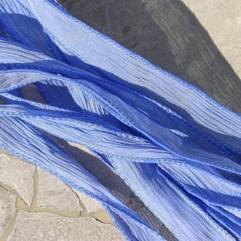 PERIWINKLE BLUE Silk Ribbons Hand Dyed 5 Jewelry Strings | Etsy