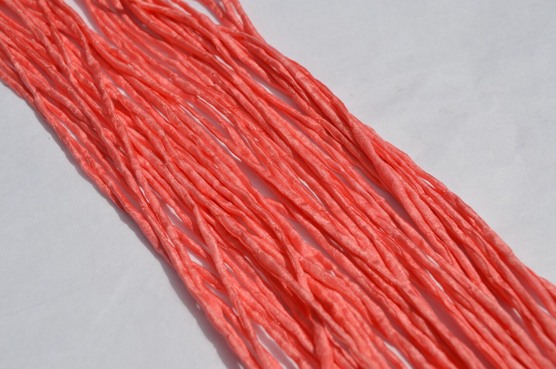 Coral 2-3mm Silk Cords Hand Dyed Hand Sewn Cording Soft - Etsy