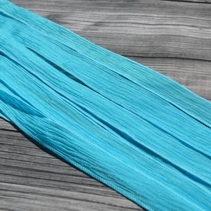 TURQUOISE BLUE Silk Ribbons, Crinkle Silk Ribbons, Bulk 5 to 25 Ribbons ...