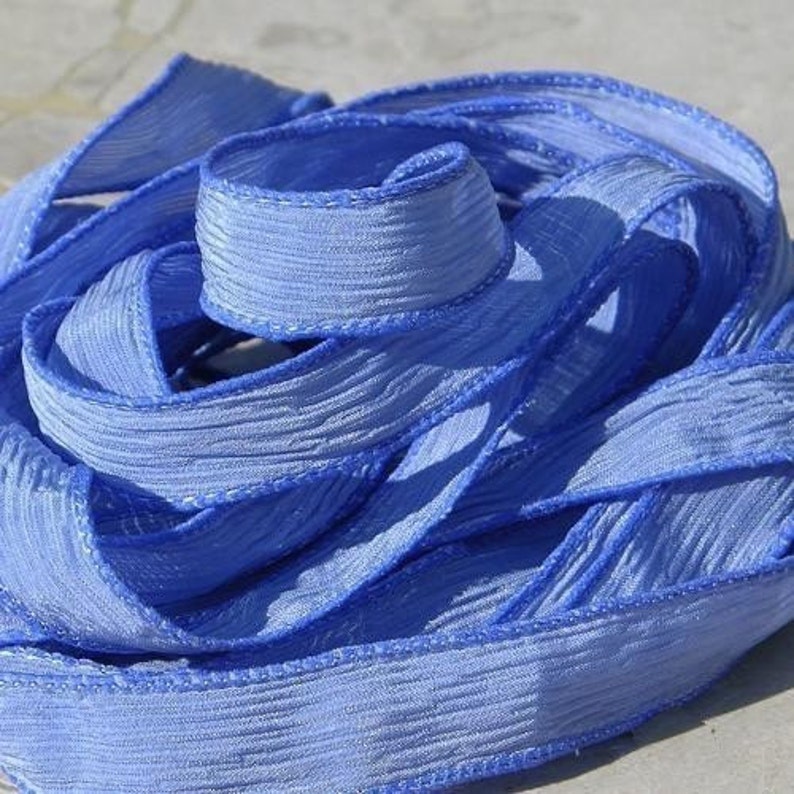 PERIWINKLE BLUE Silk Ribbons Hand Dyed 5 Jewelry Strings | Etsy