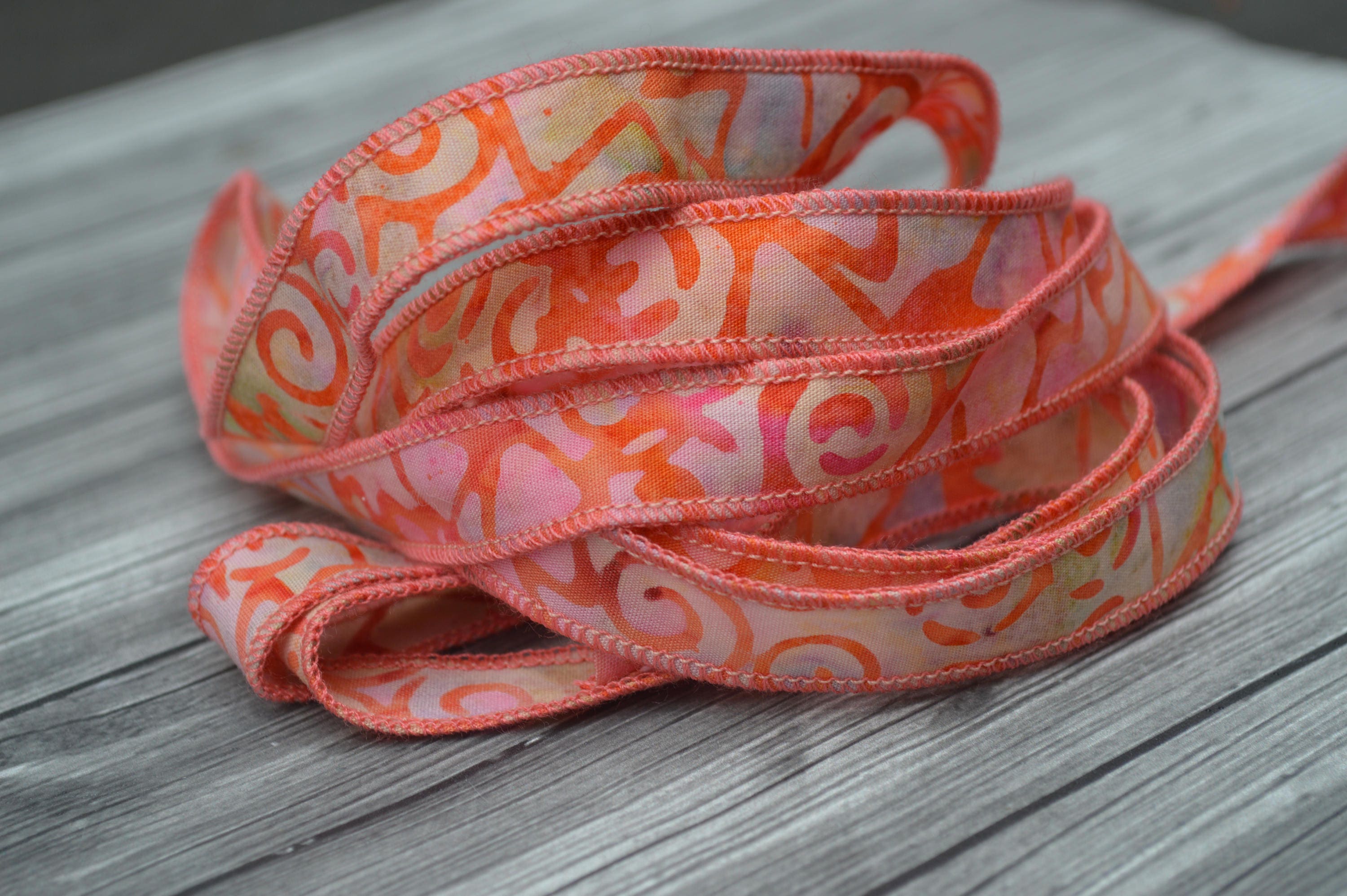 CORAL CANDY Batik Ribbon Hand Dyed in Bali Sold By the Yard | Etsy