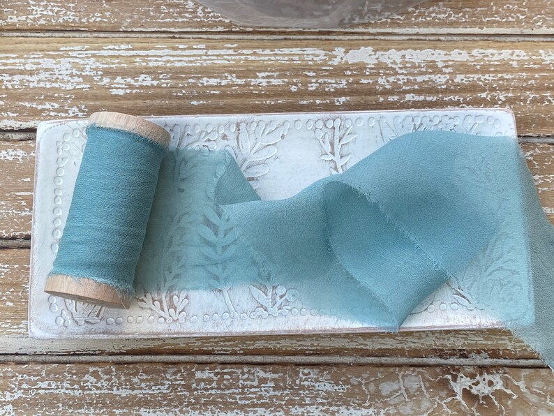 Seafoam Silk Ribbon Green Raw Edge Hand Ripped Sheer Ribbons - Etsy