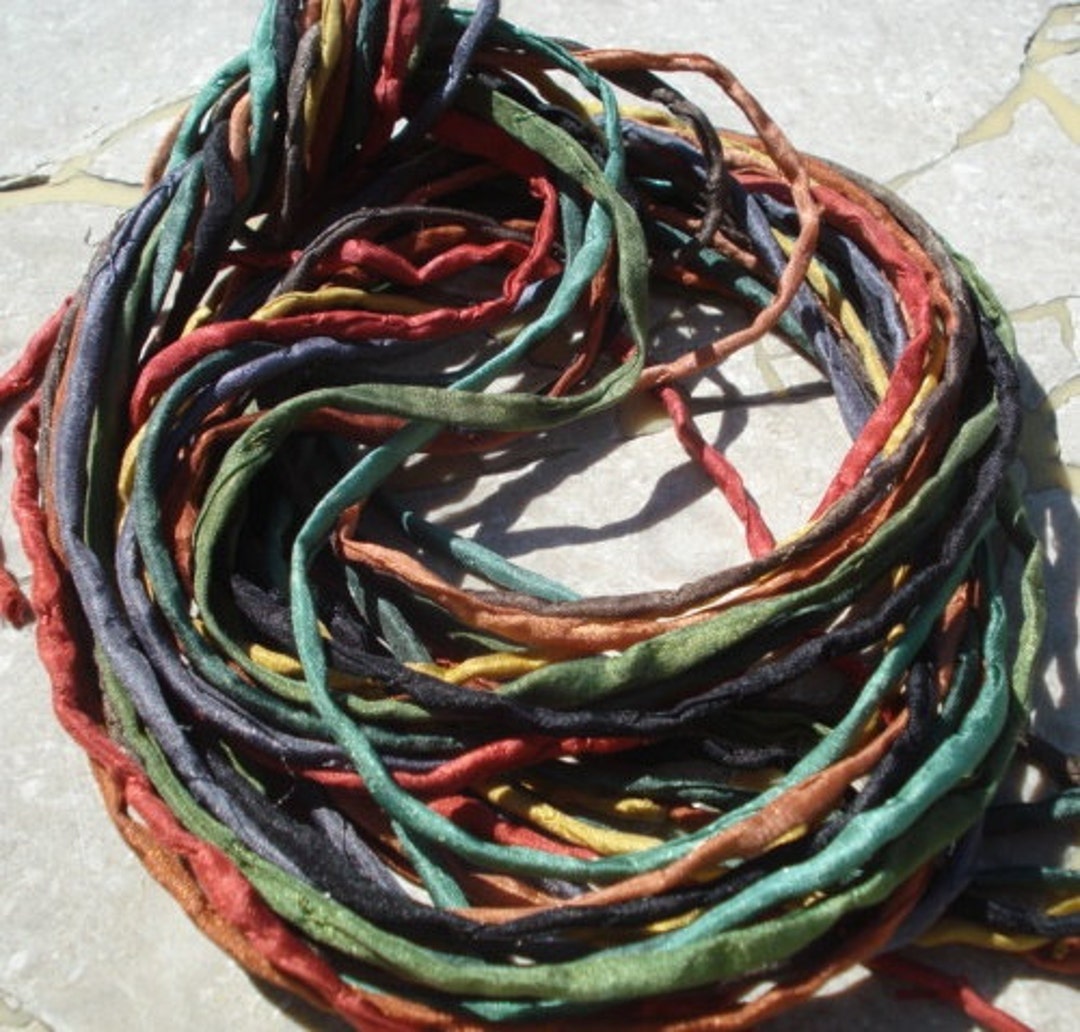 Warm Earthy Silk Cord Assortment 2-3mm Hand Dyed Hand Sewn Cording Bulk ...