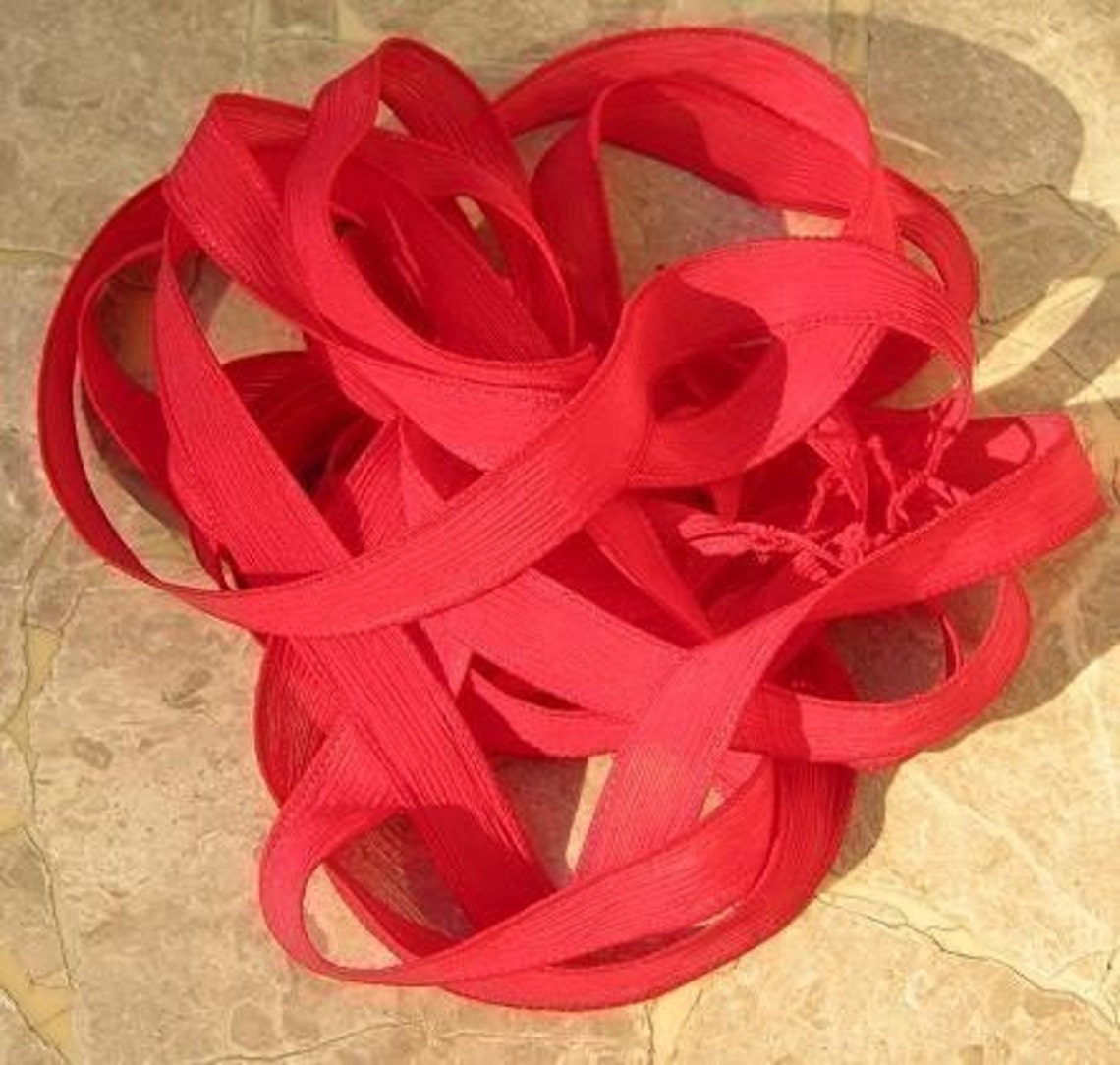 RED Silk Ribbons Hand-dyed and Sewn Qty 5 Handmade Jamnglass | Etsy