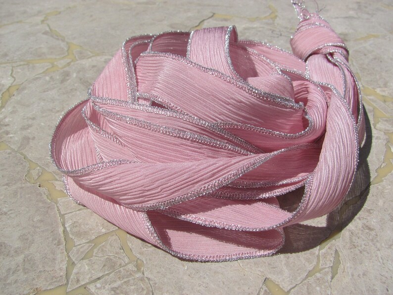 Pink Petals Hand Dyed Silk Ribbons Crinkle Silk Ribbons with | Etsy