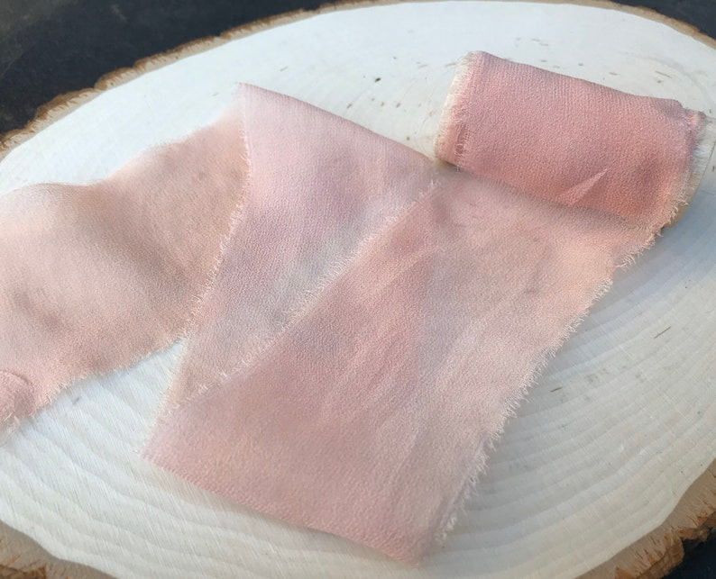 Peach Silk RIbbon Ripped Ribbons Hand Dyed Silk 2 | Etsy