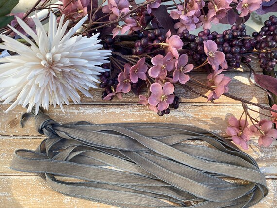 TAUPE Silk Ribbon Hand Dyed Silk Strings Crinkle Silk Ribbon | Etsy