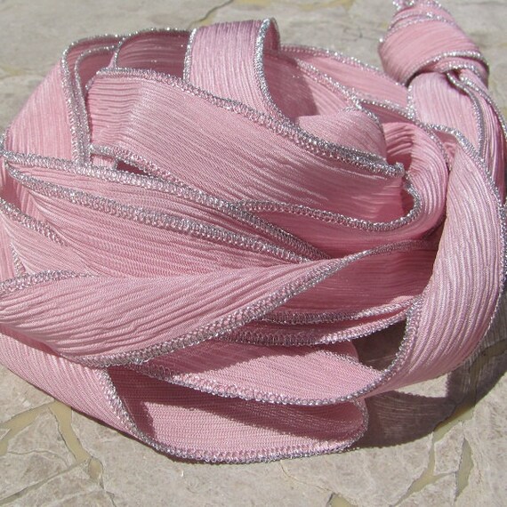 Pink Petals Hand Dyed Silk Ribbons Crinkle Silk Ribbons with | Etsy