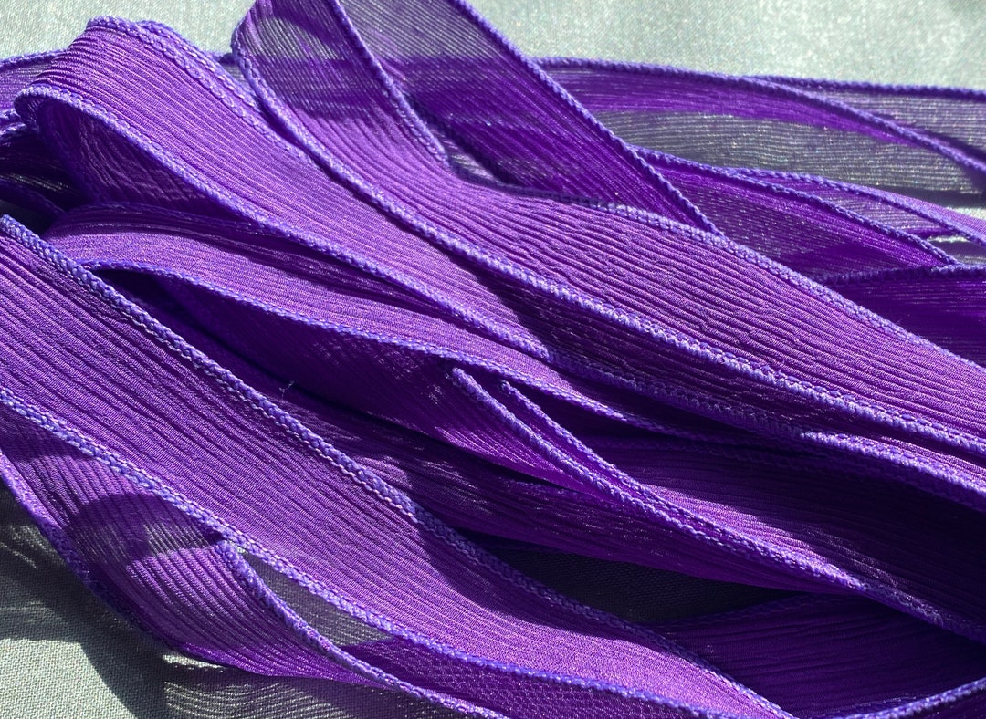 DARK Grape Crinkle Seidenbänder /handgefärbte Seidenbänder 5 Stück ...
