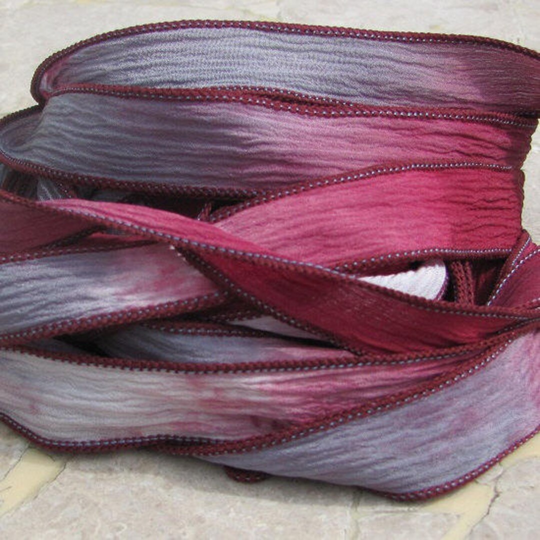 RASPBERRY JAM Silk Ribbons Hand Dyed Silk Strings 5 Burgundy - Etsy