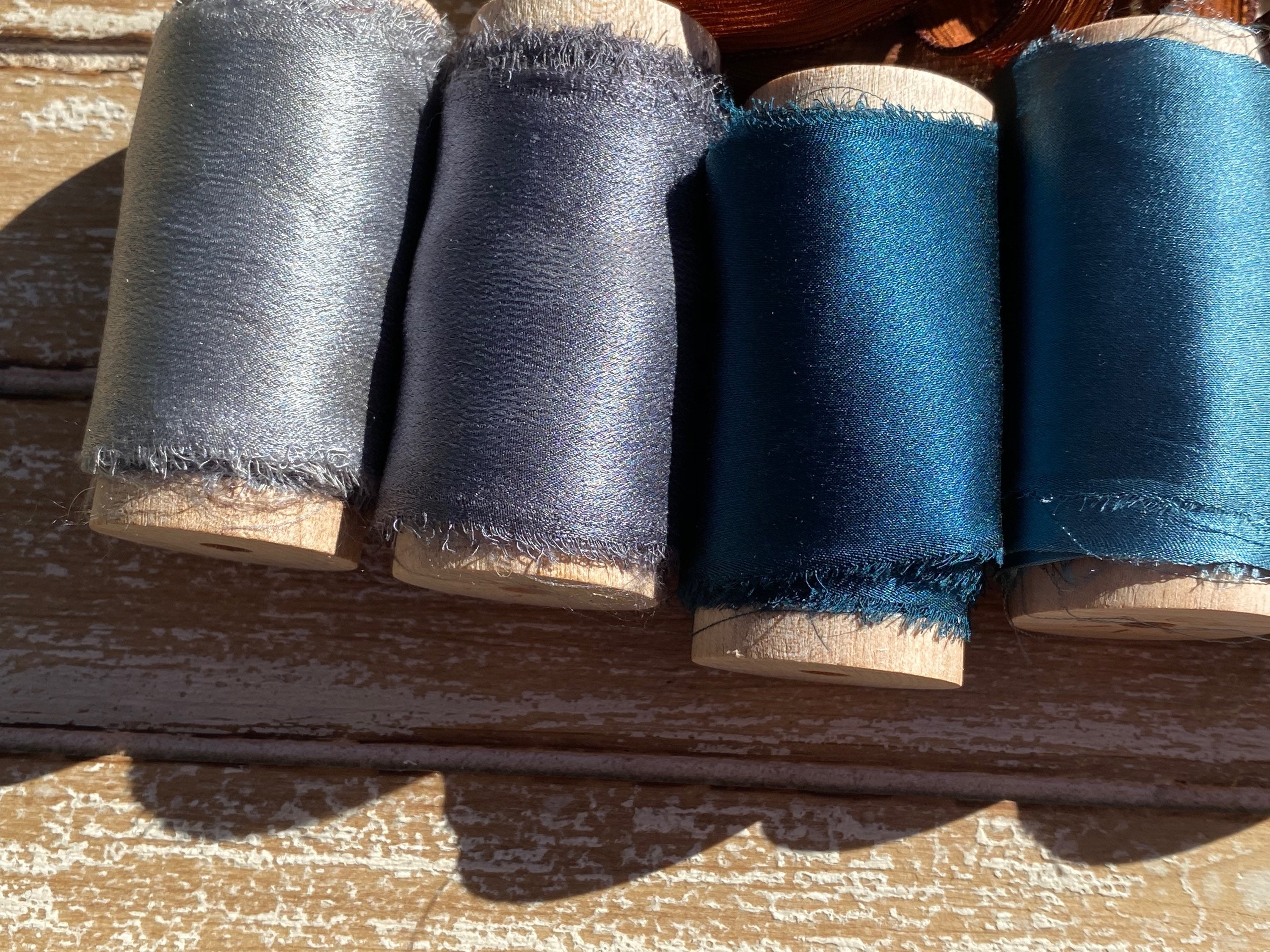 Pear Mango or Copper Penny Silk RIbbon Ripped Ribbons Hand | Etsy