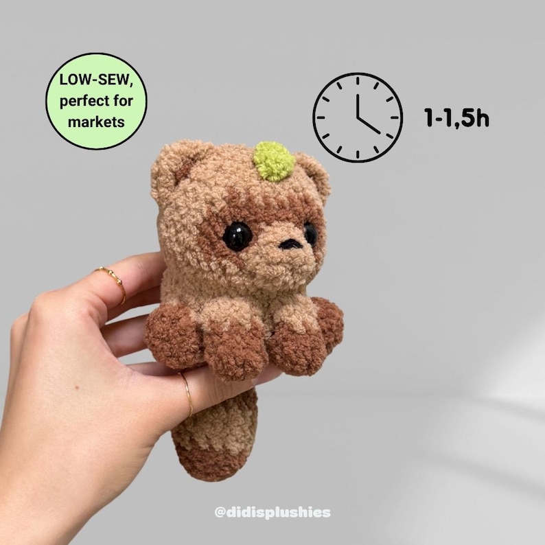 Low Sew Tanuki Crochet Pattern | Sitting Tanuki With Floppy Tail ...