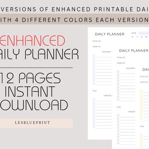 3 Versions of Enhanced Printable Daily Planner Template With 4 ...