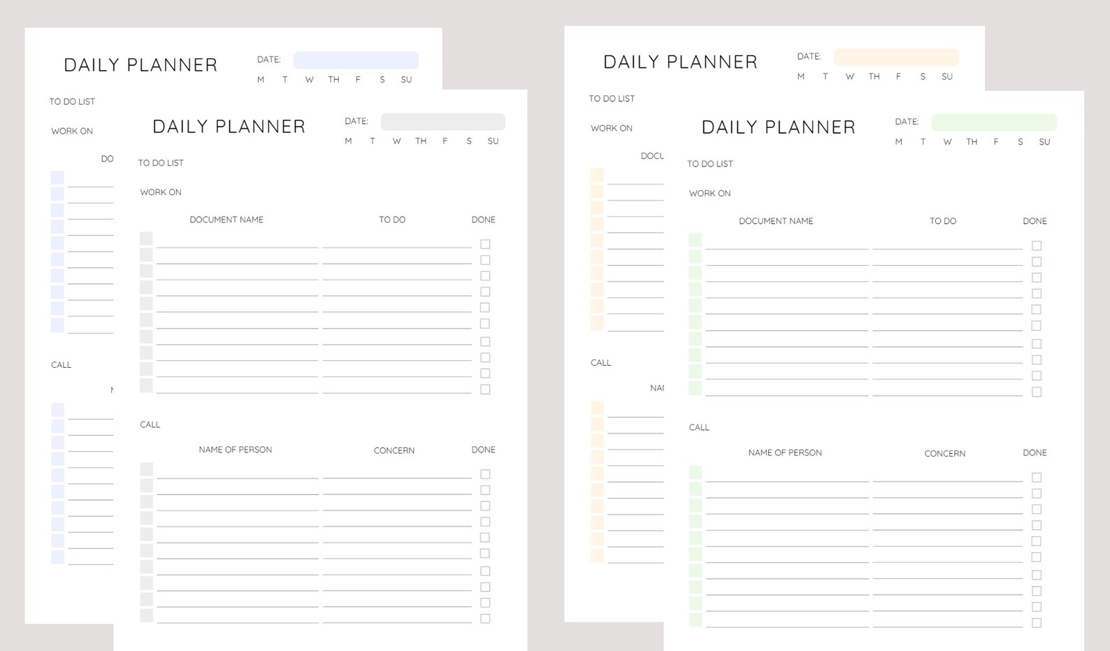 3 Versions of Enhanced Printable Daily Planner Template With 4 ...