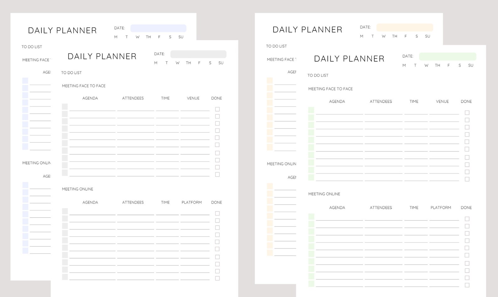 3 Versions of Enhanced Printable Daily Planner Template With 4 ...