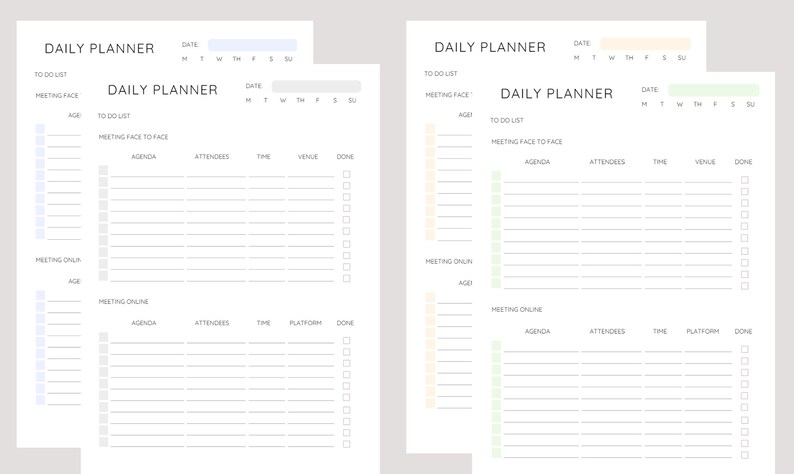 3 Versions of Enhanced Printable Daily Planner Template With 4 ...