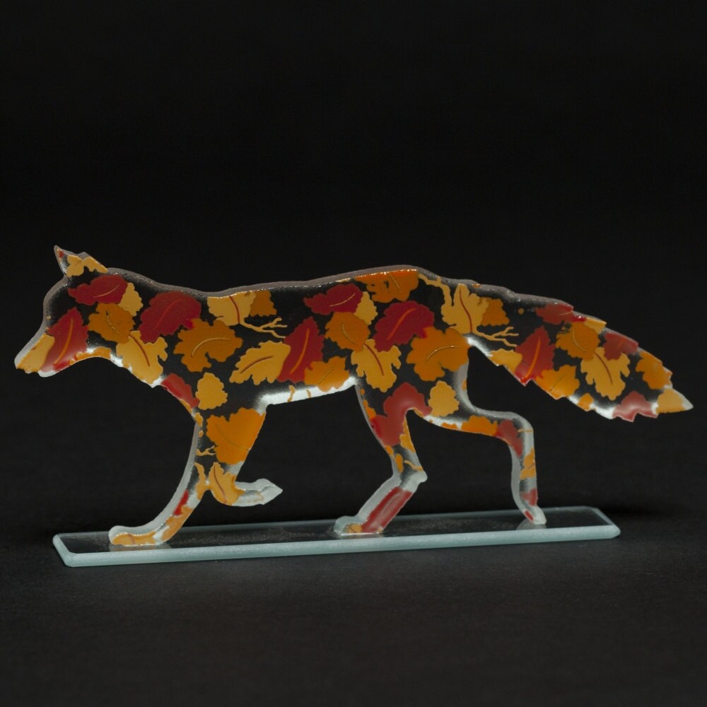 Autumn Leaves Fox Glass Sculpture | Etsy