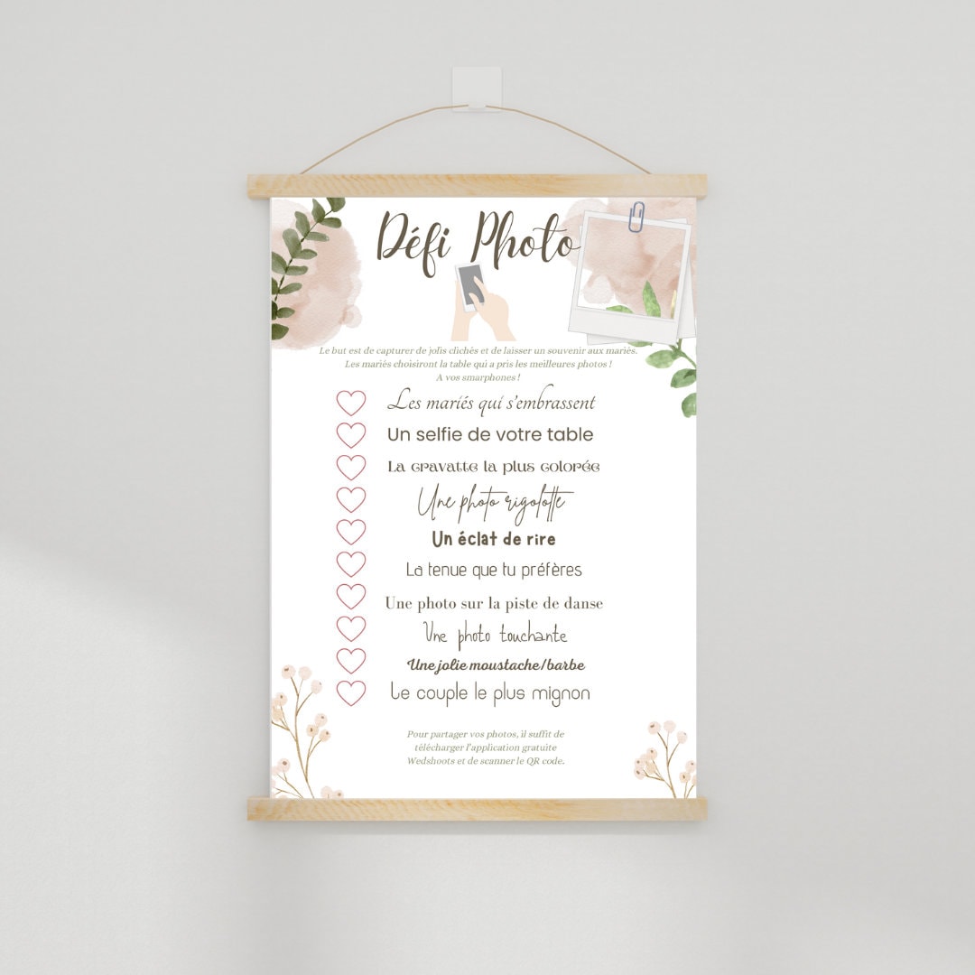 Défi photo - affiche jeu défi photo - animation photo mariage - à ...