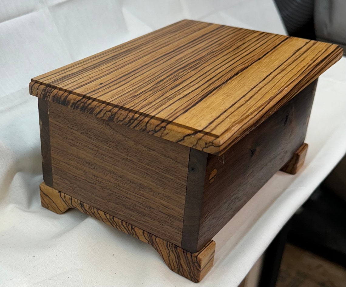 Keepsake Box, Zebra Wood, Black Walnut, Brass Hinges - Etsy