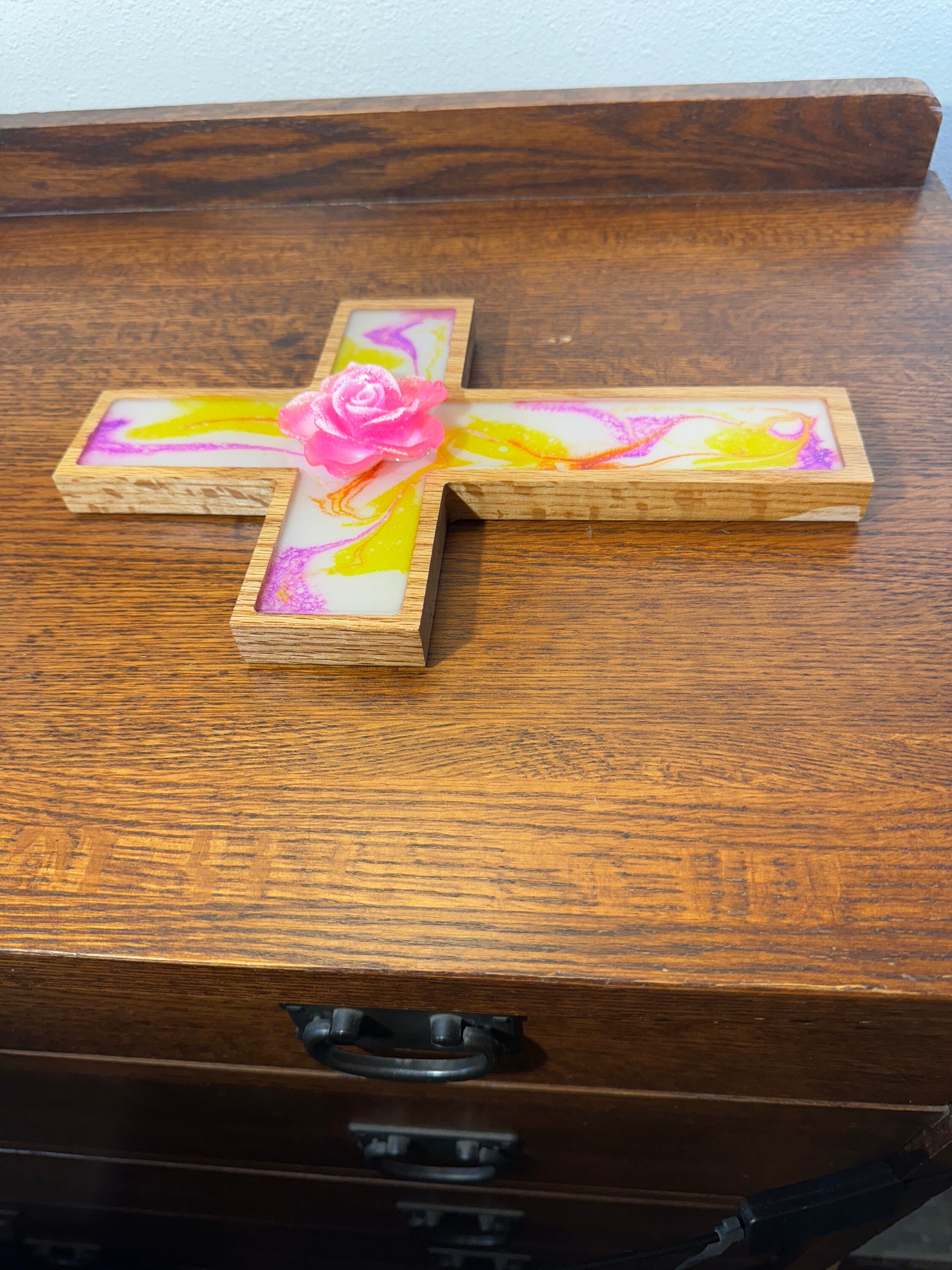 Original Custom Wooden 12” Cross With Resin Colors - Etsy