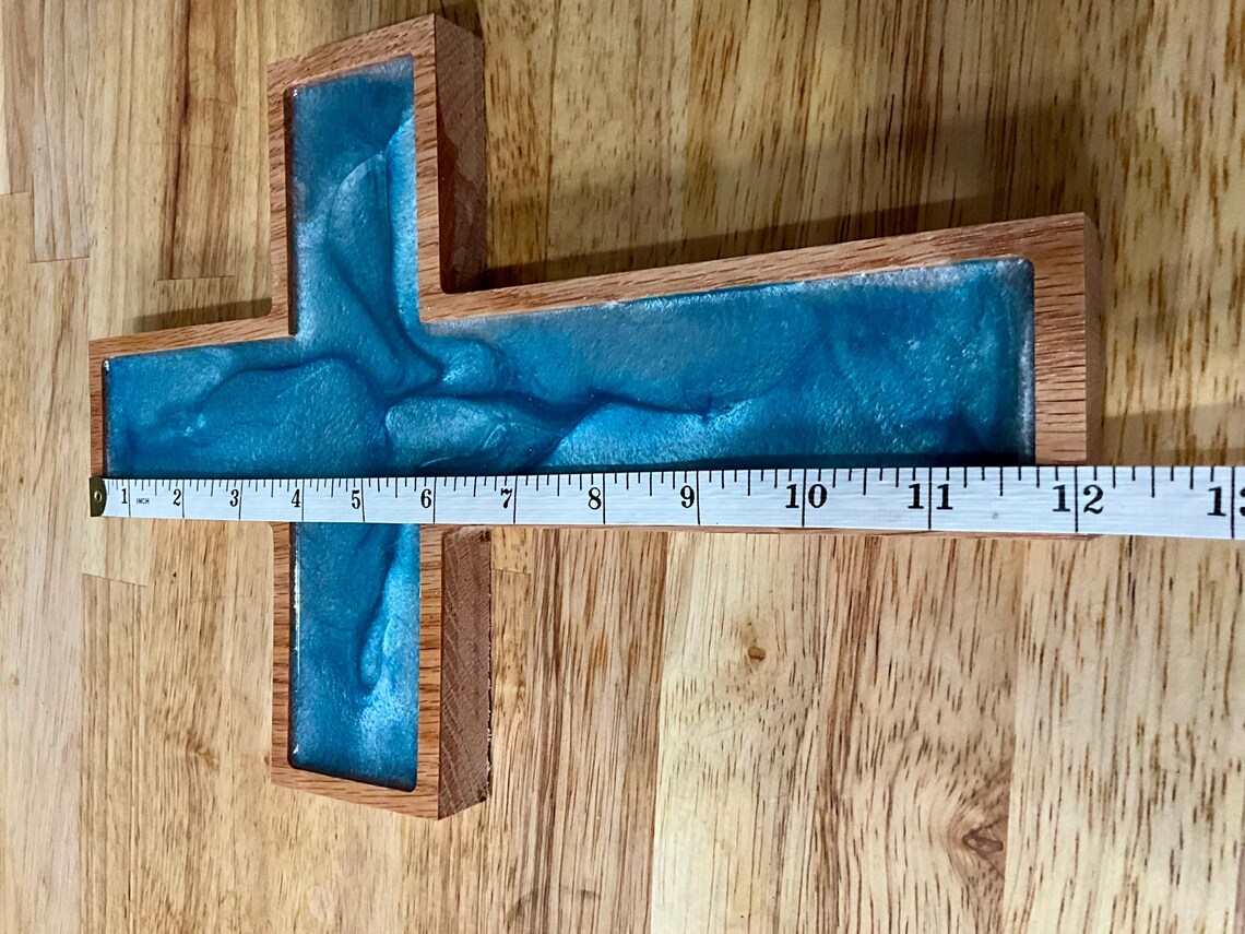 Silver Filled Wooden Cross With an Aggressive Blue - Etsy