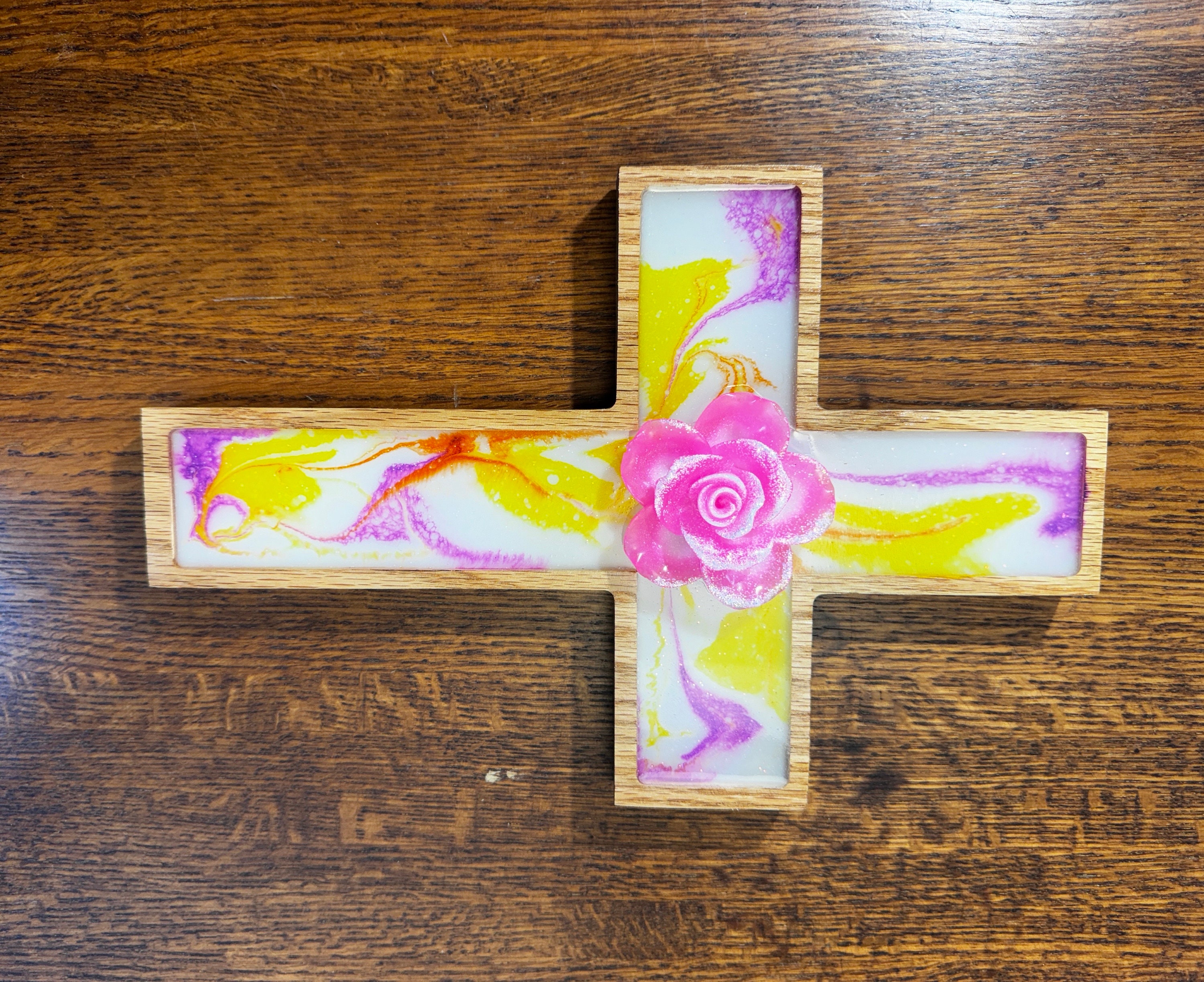 Original Custom Wooden 12” Cross With Resin Colors - Etsy