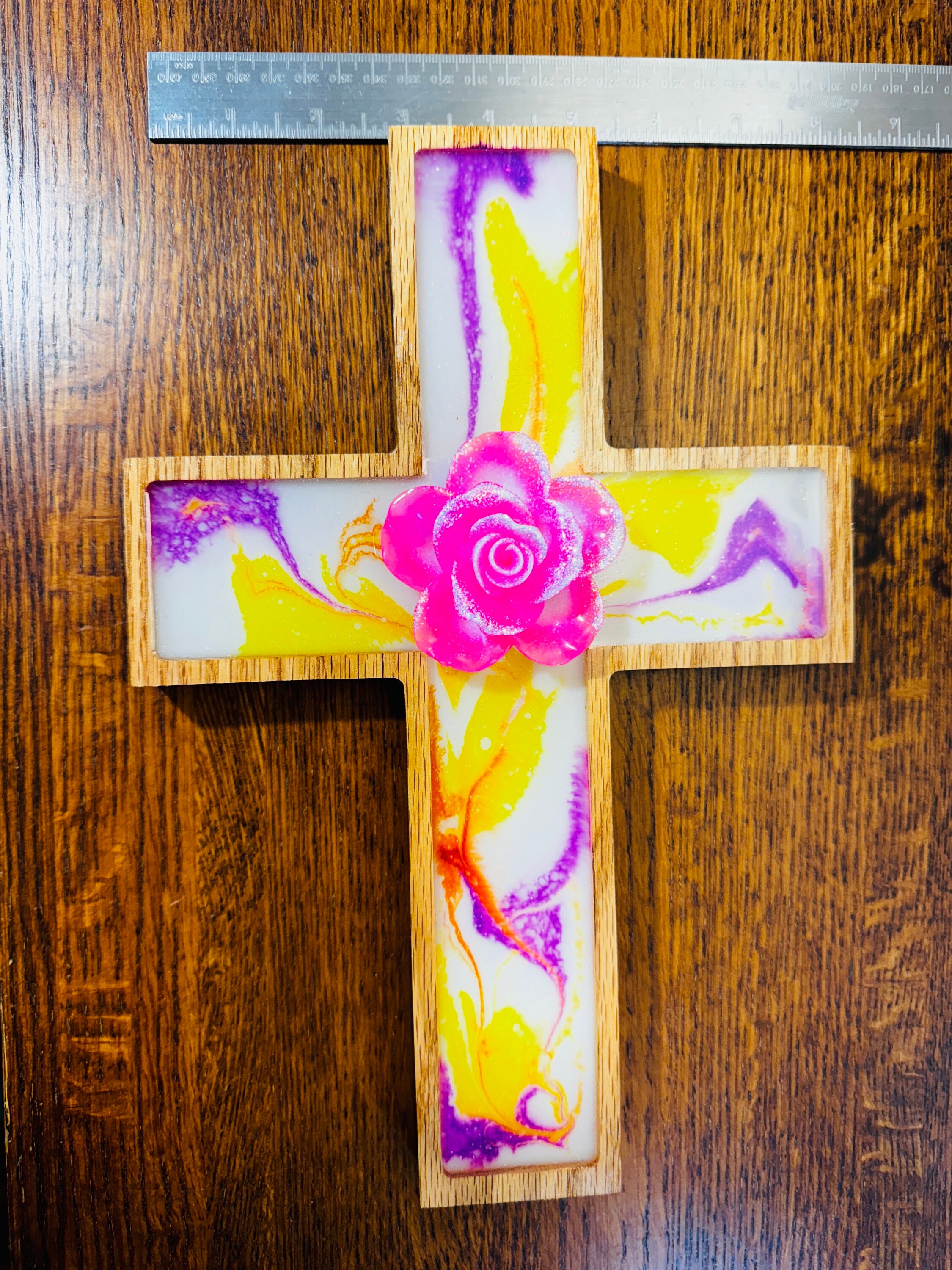Original Custom Wooden 12” Cross With Resin Colors - Etsy