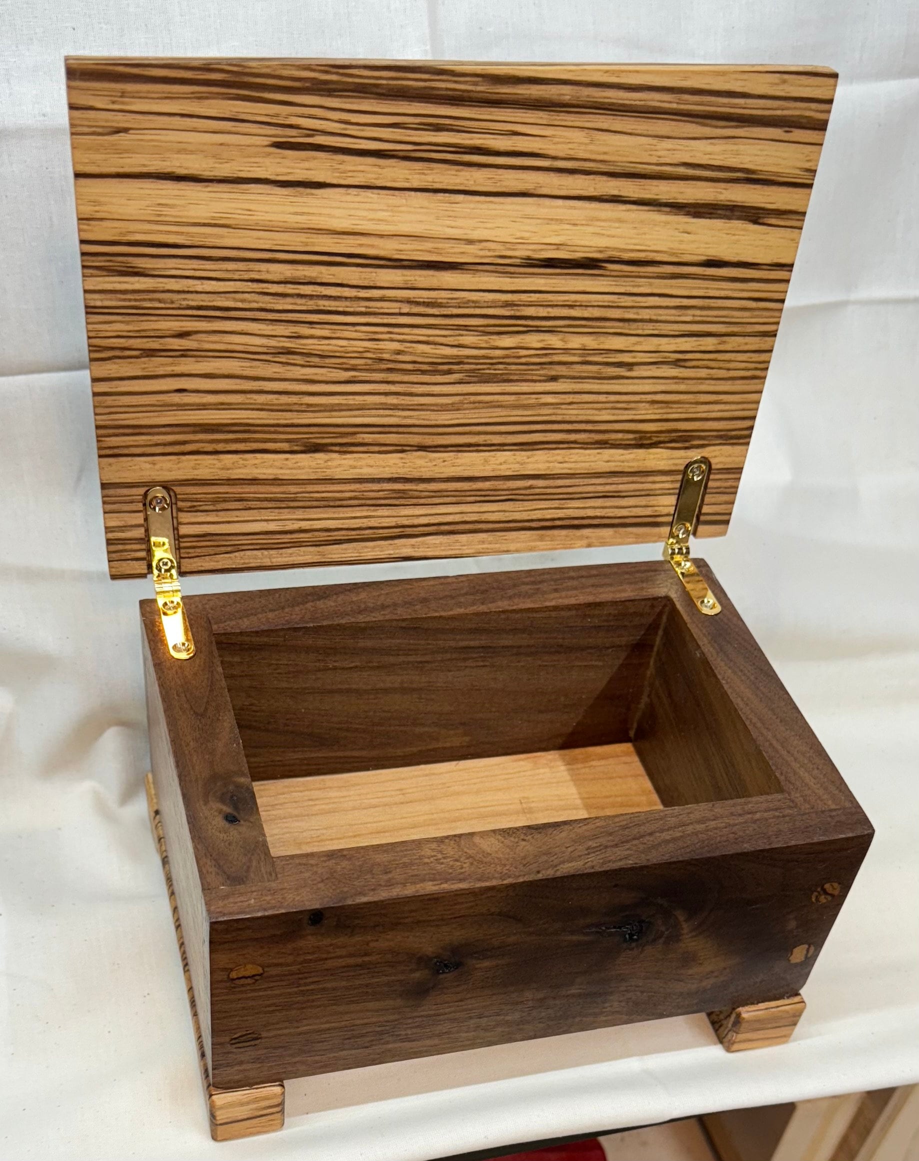 Keepsake Box, Zebra Wood, Black Walnut, Brass Hinges - Etsy