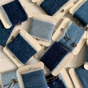 10 Count Salvaged Denim Fabric Ribbon Mini Spools - Etsy