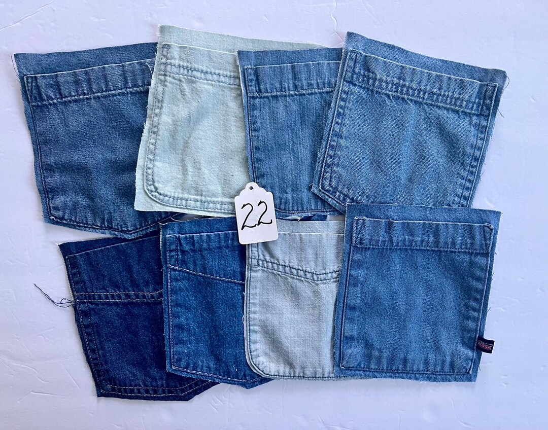 8 CT Pockets Salvaged Denim Blue Jean Shirt Pockets - Etsy